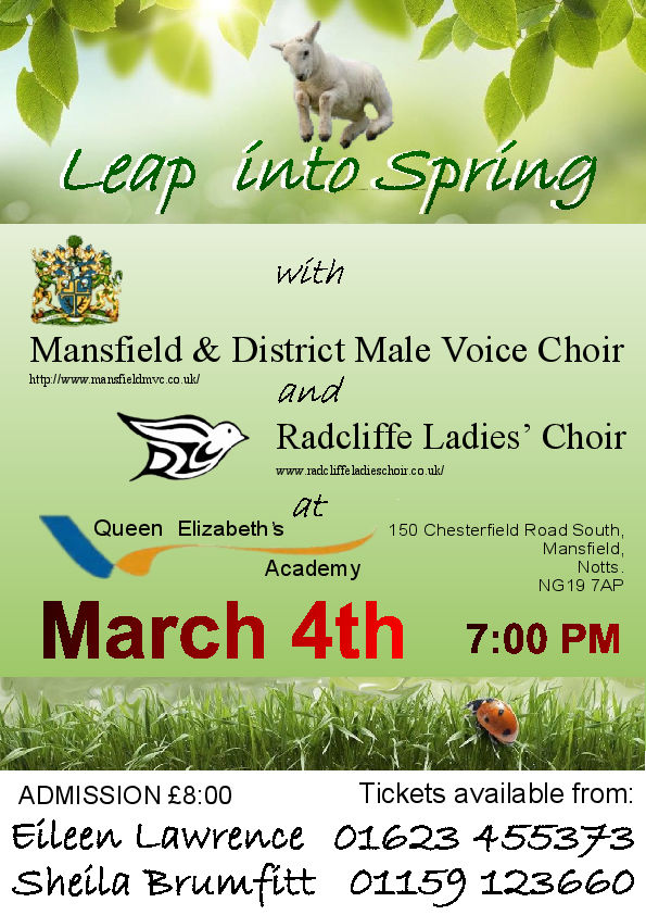 "Leap into Spring" with Radcliffe Ladies Choir - Mansfield Male Voice Choir